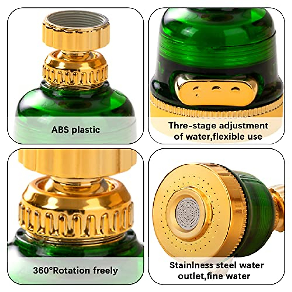 VIPMOON 2 Packs Swivel Faucet Aerator, 360 Degree Rotating kitchen Sink Faucet Head sprayer attachment,3 Mode Adjustable Anti-Splash Kitchen Sink Aerators