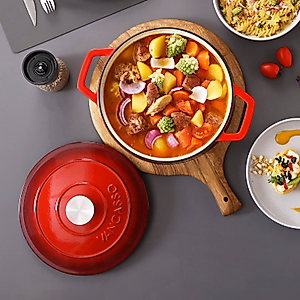 vancasso Enameled Cast Iron Dutch Oven, 4.5 Quart Enamel Dutch Oven Pot with Self Basting Lid, Non-stick Round Covered Casserole for Baking, Braiser, Stewing, Roasting,for All Heat Source