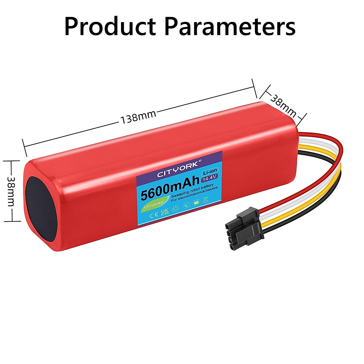 CITYORK Replacement Battery for Xiaomi Roborock S4 S4 Max S5 S5 Max S6 S7 S55 S50 S51 S55, for Xiaowa C10 E25 E20 E35 Vacuum Robot Cleaner, 5600mAh 14.4V