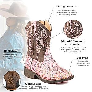 Roper Infants Cowbabies Glitter Aztec Boot, Pink, 4