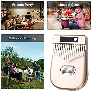 UOOD Electric Kalimba 17 Keys Thumb Piano Connetion Finger Piano Electronic Musical Instrument Gifts for Kids Adults Beginners and Music Lovers (Color : Blue)