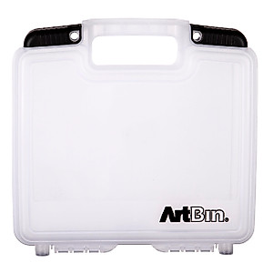 ArtBin 6977AB 12 inch Quick View Deep Base Carrying Case, Portable Art & Craft Organizer with Handle, [1] Plastic Storage Case, Translucent