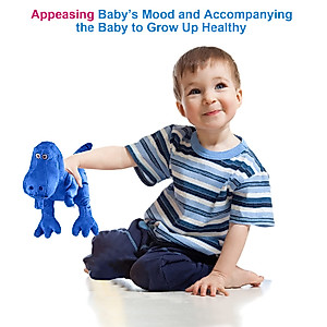 Marsjoy Blue Small Stuffed Dinosaur Plush Toy, Plush Dinosaur Stuffed Animal, Tyrannosaurus Rex Dinosaur Toy for Baby Girl Boy Kids Birthday Gifts, 11×5×13.9 inch