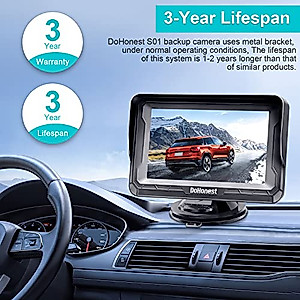 DoHonest Backup Camera HD 1080P Rear View Monitor Kit Night Vision Waterproof Reverse Camera for Car Truck Pickup Minivan DIY Grid Lines S01