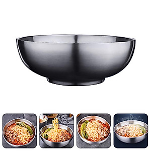 Cabilock 1pc Stainless Steel Bowl Ice Big Bowls for Eating Cereal Bowl Soba Bowls Metal Cooking Bowls Ramen Bowl Food Serving Bowl Stainless Steel Prep Bowls Salad Bowls Mix Salad Plate