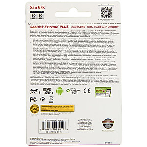 SanDisk Extreme Plus 16GB MicroSDHC UHS-I Memory Card Speed Up To 80MB/s With Adapter- SDSDQX-016G-U46A (Older Version)