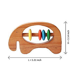 Shumee - Wooden Baby Rattle Clutching Toy - Elephant Shaped Teether for Kids - (Gift 6 Months+ Boys Girls) |Baby Shower/Birthday Gifts|Baby Rattle |New Born Gifts| Easter Basket Stuffers