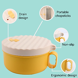 GMAEURL Microwave Ramen Cooker Ramen Bowl Set Noodle Bowl With Lid And Chopsticks BPA Free/Food Grade For Office College Dorm Room Instant Cooking Dishwasher Safe