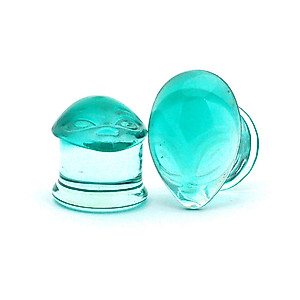 Mystic Metals Body Jewelry Pair of Green Alien Glass Plugs (PG-509) - Sold as a Pair (0g (8mm))