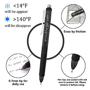 Vanstek 18 Pack Retractable Erasable Gel Pens Clicker, 9 Black & 9 Blue, Fine Point(0.7), Make Mistakes Disappear, Premium Comfort Grip Black & Blue Ink for Writting, Note Taking and Crossword Puzzles