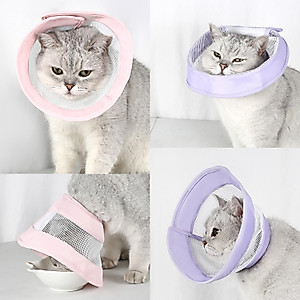 QIYADIN Soft Cat Cone, Adjustable Cat Recovery Collar After Surgery, Breathable E-Collar for Cats and Dogs, Pet Elizabethan Collar to Stop Licking and Scratching Wounds