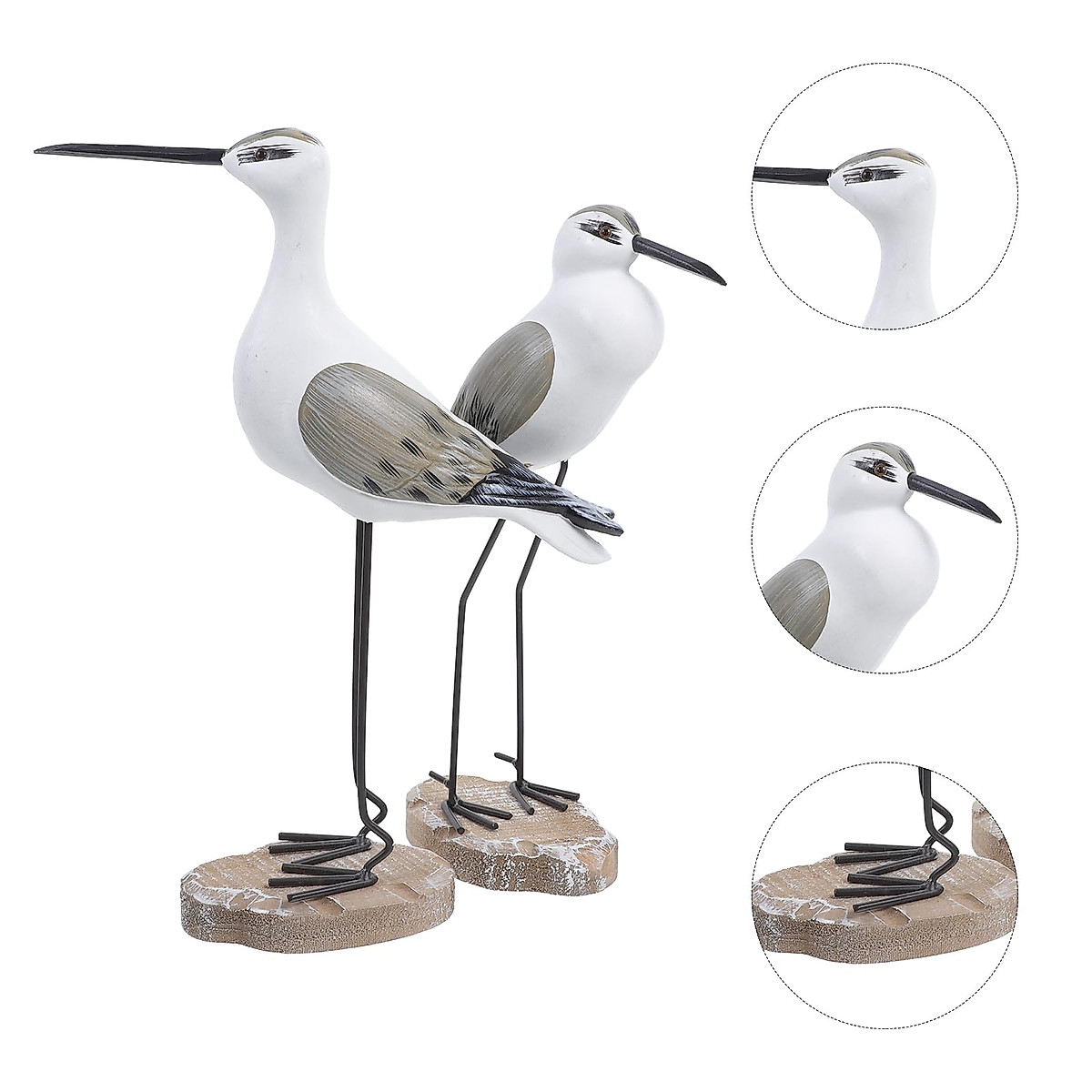 EXCEART 2pcs Seagull Statues Garden Bird Sculpture Wooden Seabirds Figurine Nautical Sculpture Desktop Coastal Decorartion Home Table Centerpiece