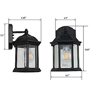 ALAISLYC 2 Pack Black Outdoor Light Fixtures Wall Lantern for Front Porch Wall Lights Wall Mount Exterior Patio Garage Wall Sconces 9.65" H