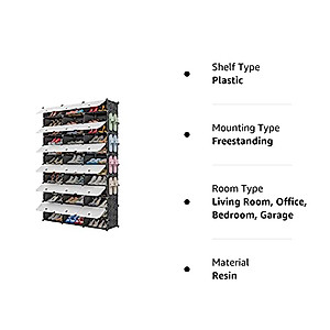 KOUSI Portable Shoe Rack Organizer Tower Shelf Storage Cabinet Stand Expandable for Heels, Boots, Slippers， 12-Tiers Black