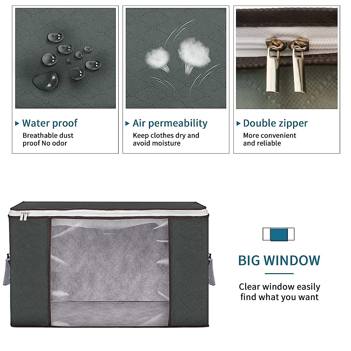 ZB.soar Enlarged Clothing Storage Bags,2Pcs 90L Thickened Storage Bags for Bedroom with Reinforced Handle Thick Fabric for Comforters, Blankets, Bedding, Foldable with Sturdy Zipper