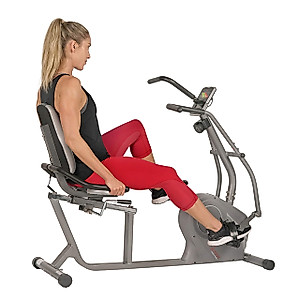 Sunny Health & Fitness Cross Trainer Magnetic Recumbent Bike with Arm Exercisers - SF-RB4936, Silver