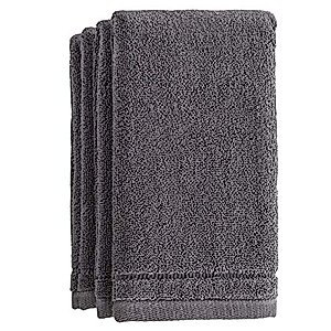 Creative Scents Cotton Fingertip Towels Set - 4 Pack - 11 x 18 Inches Decorative Small Extra-Absorbent and Soft Terry Towel for Bathroom - Powder Room, Guest and Housewarming Gift (Grey)