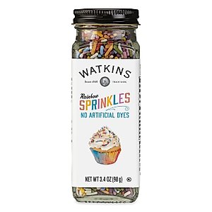 Watkins Rainbow Decorating Sprinkles, No Artificial Dyes, Kosher, 3.4 Ounce Jar, 1-Pack