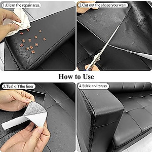 Large Leather Repair Tape (17 X 79 Inch), Self Adhesive Leather Repair Patch, Waterproof, Wear-Resisting, DIY Leather Repair Tape for Sofa, Chair, Car seat, Couches, Handbages, Furniture (Black)