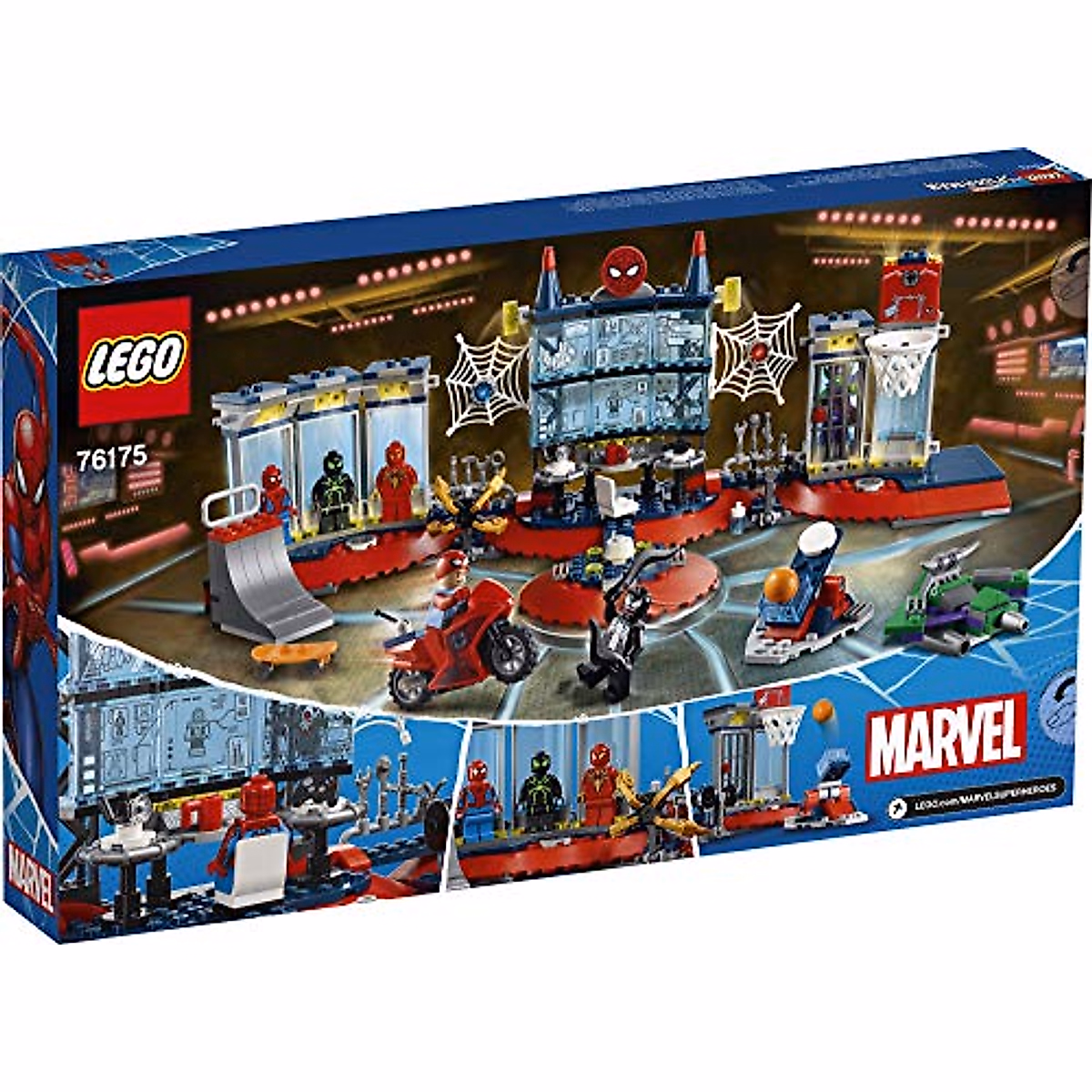 LEGO Marvel Spider-Man Attack on The Spider Lair 76175 Cool Building Toy, Featuring The Spider-Man Headquarters; Includes Spider-Man, Green Goblin and Venom Minifigures, New 2021 (466 Pieces)