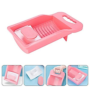 Yardwe Plastic Underwear Washboard Mini Hand Washing Machine Washboard Labor- saving Washboard for Personal Clothes Laundry Kids Shirt Underwear Pink