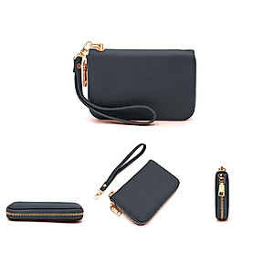 LOVESOME Womens Small Zip Around Wristlet Wallet(Dark Green)