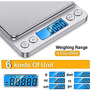 Food Scale Kitchen Scale with Trays, Small Scale with Tare Function Digital Scale Grams and Ounces for Cooking Baking (2kg/0.1g)