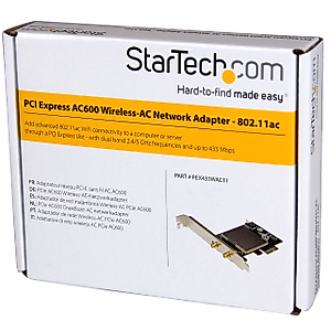 StarTech.com AC600 Wireless-AC Network Adapter - 802.11ac, PCI Express - Dual Band 2.4GHz / 5GHz PCIe Wireless Network Card, TAA (PEX433WAC11)