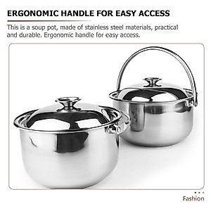 BESTonZON Stainless Steel Cooking Pot, Stock Pot with Lid and Handle, Kitchen Stock Pot Multi-functional Pot Non Stick Stockpot Petit Pot, Stainless Steel Induction Pot for Household and Camping