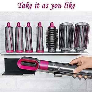Wall Mount Holder Compatible with Dyson Airwrap Styler, Compatible with Dyson Curling Dryer, Metal Storage Stand Rack Compatible with Dyson Airwrap Styler Hair Curling Iron Wand Barrels for Home Bathroom, Silver