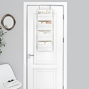 Dahey Over The Door Organizer with 4 Pockets Boho Door and Stuffed Animal Storage Hammock Hanging Toy Storage Organizer for Nursery Kid Playroom Bedroom