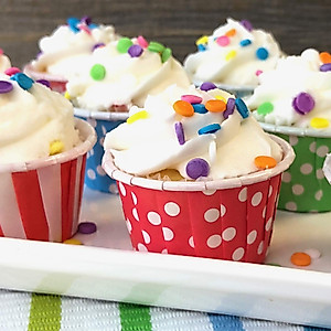 Red Bulk MINI Candy Nut Paper Cups- Christmas Valentine 4th of July Party Supply - Mini Baking Liners - Red Polka Dot - 100 Pack