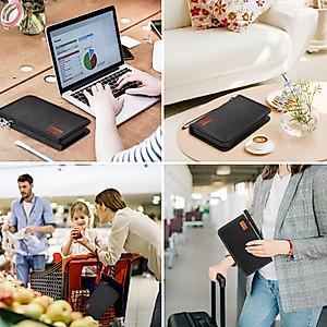 13 Pocket Coupon Receipt Organizer with Card Holder, Expandable Ticket Storage & Card Case with Sticky Labels,Check/Bill/Invoice/Cash Sorter Wallet,for Home, Purse, Car Glovebox