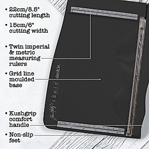 Tim Holtz Paper Cutter Deckle Edge Tool - Guillotine Paper Trimmer for Distressing Cardstock and Craft Paper - 8.5 Inch Cutting Length with Ruler and Grid Lines, White.