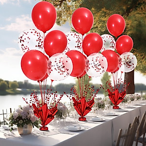 Besutolife 2 Sets Red Balloon Centerpieces for Tables, Balloons Stand Kit Red Party Decorations for Birthday Party Wedding Bridal Shower Anniversary