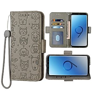 FDCWTSH Compatible with Samsung Galaxy A02S Wallet Case Wrist Strap Lanyard Leather Flip Cover Card Holder Stand Cell Accessories Phone Cover for Glaxay A 02s Galaxies M02s SM-A025V Women Men Grey