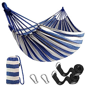 Anyoo Garden Cotton Hammock Comfortable Fabric Hammock with Tree Straps for Hanging Durable Hammock Up to 660lbs Portable Hammock with Travel Bag,Perfect for Camping Outdoor/Indoor Patio Backyard
