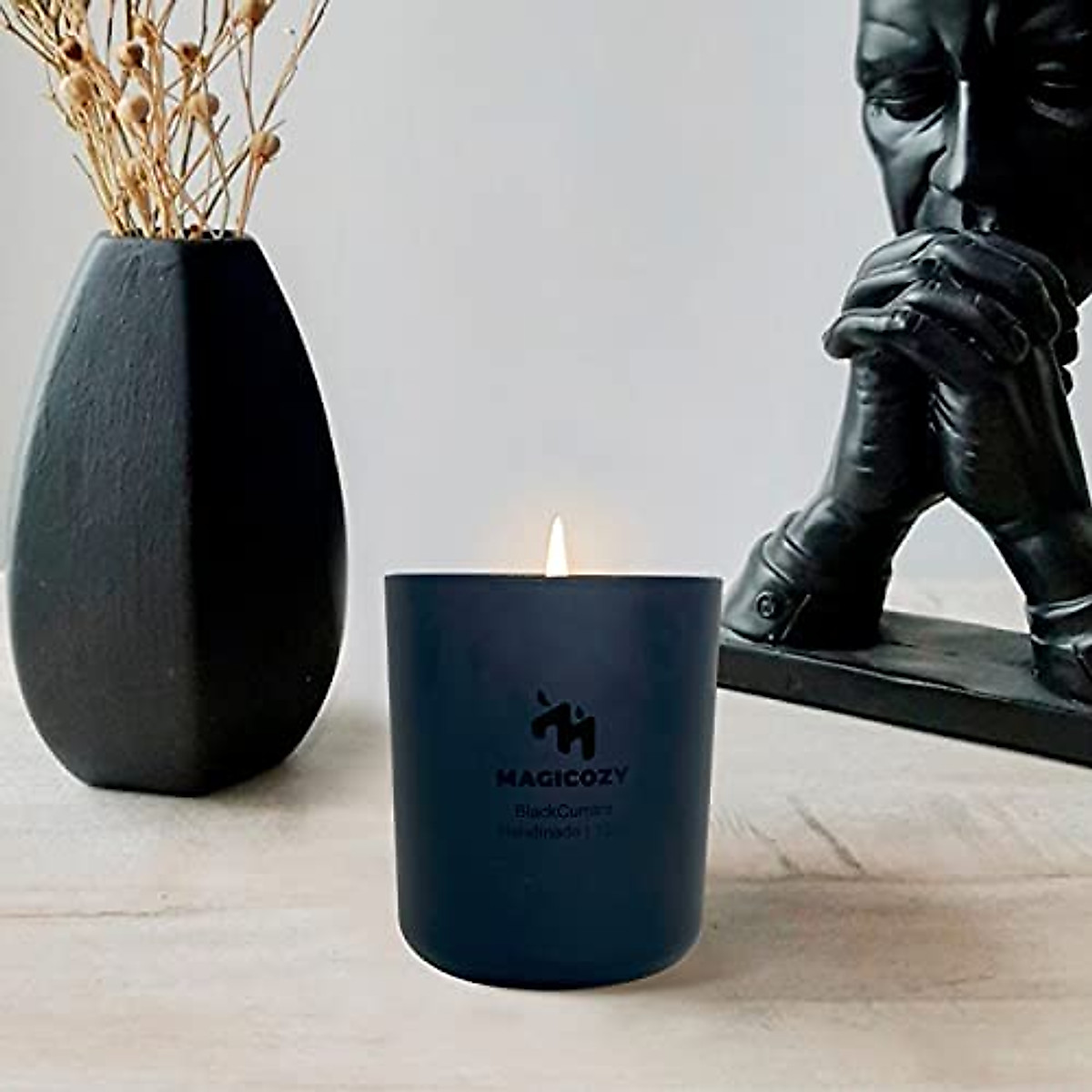 Scented Candles, Cool Candles, Black Candles, with Crystal Skull (Black Obsidian 1.5 inch), Skull Decor, Gothic Home Decor, Candles for Men, Halloween Candles, Gothic Décor, Skull Decorations