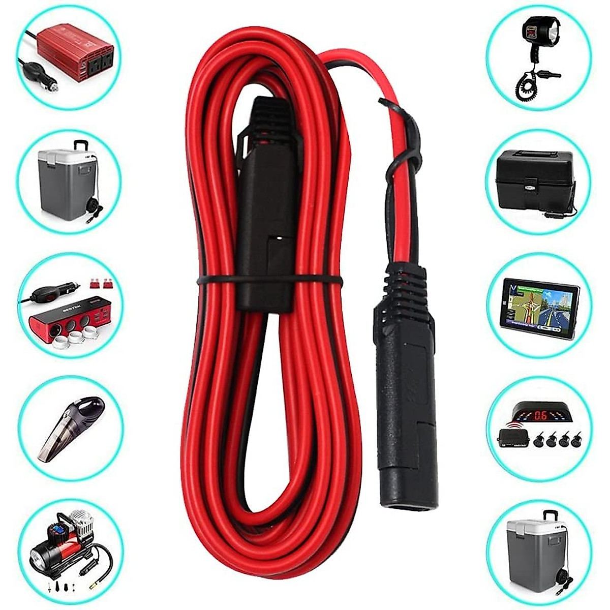 KUNCAN 25FT SAE to SAE 2 Pin Extension Cable DC Power 16awg Heavy Duty Battery Quick Disconnect/Connect Wire Harness with SAE Connectors with Dust Cap