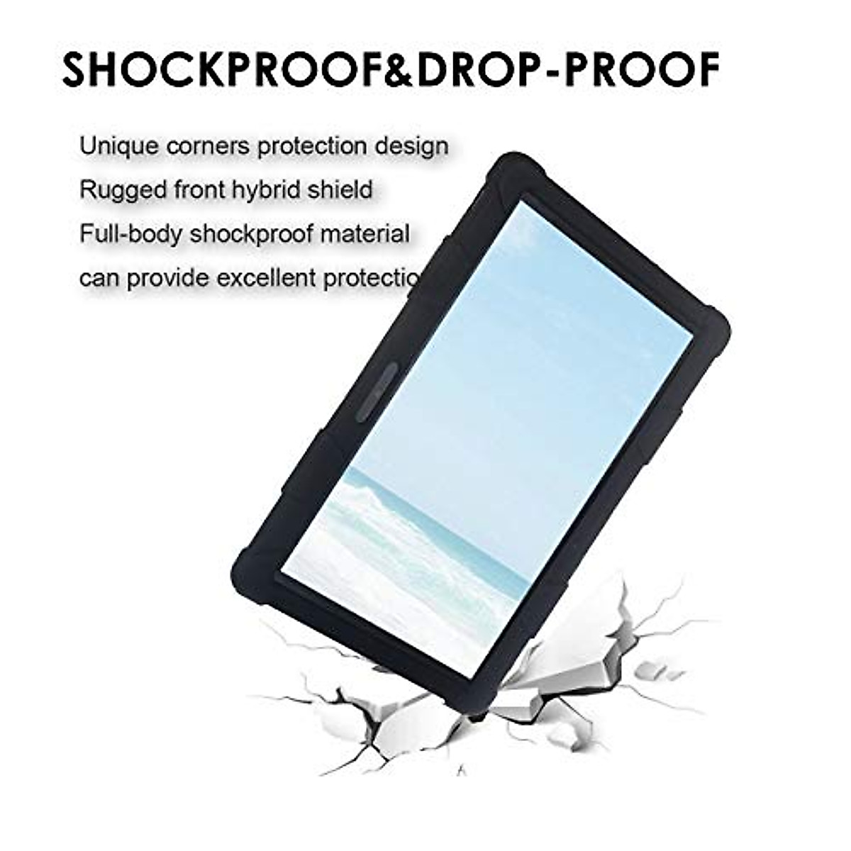 HLWQ Case for MEBERRY M7 Tablet 10 Inch/AOYODKG A22 10/Pavoma 10 G3/Llltrade 10, Anti-Slip Soft Silicone Case with Stand (Black)