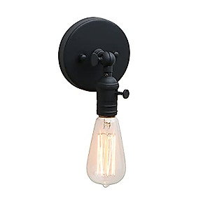 Pathson Vintage Wall Lamp, 1 Light Loft Sconce with Candlestick Molding Design, Industrial Wall Light Fixture, 180 Degree Rotated Metal Base Cap for Farmhouse (Bulbs Not Included)