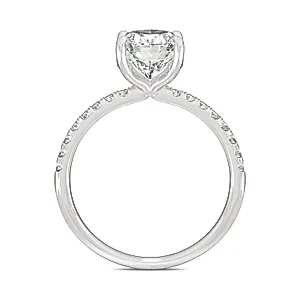 Charles & Colvard Created Moissanite 9x7mm Oval Cut Engagement Ring for Women | 2.34 cttw DEW | Lab Grown | Solid 14K White Gold with Rhodium | Size 6