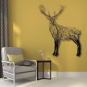 Metal Wall Art, Geometric Metal Deer Decor, Home Office Decoration, Wildlife Lover Gift, Wall Hangings, Deer Sign, Farmhouse Décor (Gold, 31"x39")