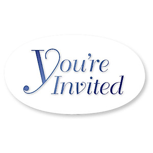 PaperDirect You're Invited Blue on Clear Oval Seals, 30 Count