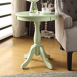 Acme Alger Round Wooden End Table in White