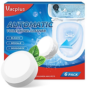 Vacplus Toilet Bowl Cleaner Tablets - 6 PACK, Automatic Toilet Bowl Cleaners with Bleach, Sustained-Release Toilet Tank Cleaners for Deodorizing & Descaling, Household Toilet Cleaners Against Stains