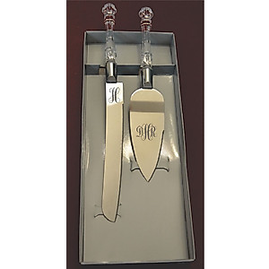 Monogram Engraved Wedding Cake Knife/Server Set with Names and Date