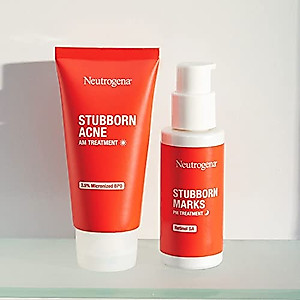 Neutrogena Stubborn Acne AM Face Treatment with 2.5% Micronized Benzoyl Peroxide Acne Medicine, Oil-Free Daily Facial Treatment to Reduce Size & Redness of Breakouts, Paraben-Free, 2 oz