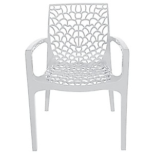 Green Boheme Gruvyer Indoor Outdoor Armchairs 4 Chairs, White, Patio, Dining, Pool, Garden, Stacking, Never Rusts, Italian