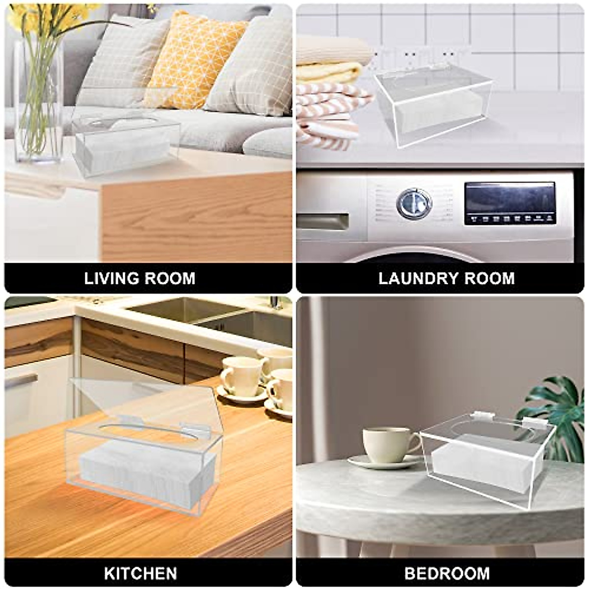 Dryer Sheet Dispenser with Hinged Lid,Acrylic Laundry Dryer Sheet Holder, Dryer Sheets Container for Fabric Softener Sheets, Tissue Box, Container Storage Box for Laundry Room Décor (Clear)